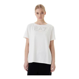 Emporio Armani Emporio Armani Ea7, Femme, Tops, Blanc, Taille: 38 FR T-Shirt manches courtes col large