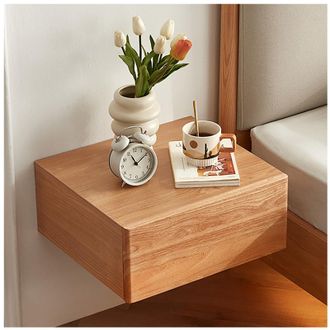 Generic Schwebender Nachttisch, Massivholz-Endtisch mit Aufbewahrungsschublade, Beistelltisch/Nachttisch, die Form ist einfach und einzigartig, Wandmontage fo