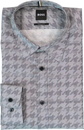 HUGO BOSS Herren Hemd grau gemustert