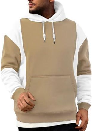 Generic Sweat &agrave; capuche l&eacute;ger uni pour homme - Mode automne et hiver - Manches longues - Bouton - Manches longues - Demi-fermeture &eacute;clair - Pour entra&icirc;nement 