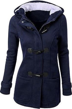 Generic Femmes Manteaux à Capuche Bouton Corne Blouson Veste Jacket Chaud Épais Hoodie Hoody Outwear Automne Hiver Slim Fit Manteaux à Capuche Manches Longues