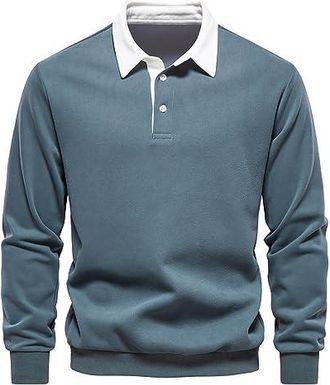 Generic Polos Manches Longues Homme Slim Polo de Travail Golf Rugby T-Shirt Décontractée Polo Coupe Ajustée Chemise Oversize Vêtements Sportswear Top Sport Ho