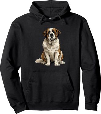 Whyitsme Design Rote und wei&szlig;e Bernhardiner-Illustration Pullover Hoodie