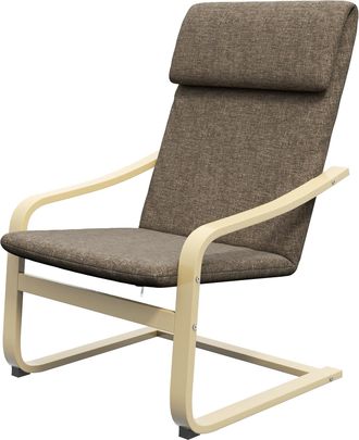 HOMCOM Relaxstuhl, Esszimmerstuhl, Relaxsessel mit Kopfkissen, Ruhesessel, Schwingstuhl mit Leinenoptik f&uuml;r Wohnzimmer, 65 x 79 x 98cm, Braun