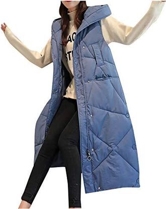 Generic Vestes dhiver 2026 pour femmes - Doudoune longue et &eacute;paisse - Longueur moyenne, bleu, XL