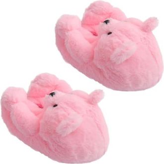 Beaupretty Pantoufles dInt&eacute;rieur en Peluche pour Femmes Motif Ours de Dessin Anim&eacute; Taille Unique Couleur Rose Doublure Chaude et Semelle Antid&eacute;rapante Pantoufles
