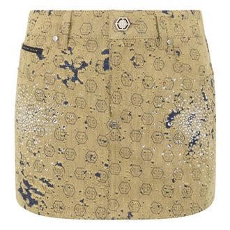 Philipp Plein Jacquard Minirock Monogram Crystal - - Skirts - Damen - Beige - L