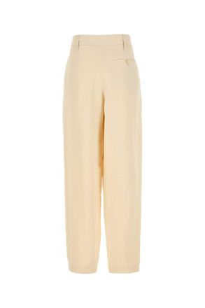 Stella McCartney Womens Cream Viscose Blend Wide-Leg Pant Buttermilk Exterior: Linen Pantaloni Trousers