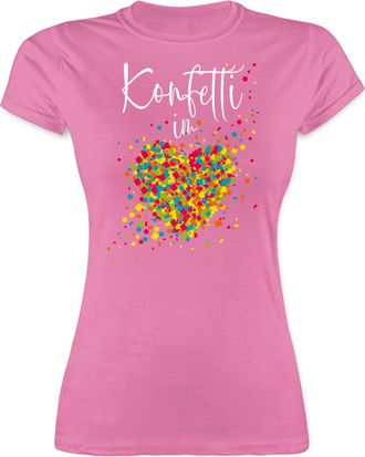 Shirtracer Shirt Damen - Karneval & Fasching - Konfetti im Herzen I - XXL - Rosa - Tshirt Faschings-t-Shirt Faschings k&ouml;ln f&uuml;r Frauen Party Karnevals t- Shirts f