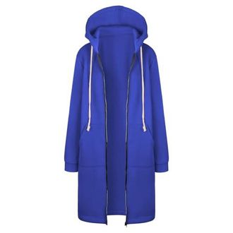 Generic Sweat &agrave; capuche surdimensionn&eacute; en polaire &agrave; fermeture &eacute;clair pour femme - Tunique longue &agrave; manches longues, bleu marine, XXL