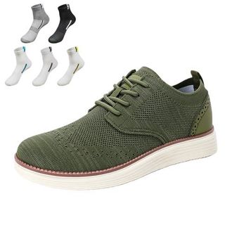 Generic Chaussures d&eacute;contract&eacute;es &agrave; lacets pour homme - Chaussures Oxford confortables en maille - Semelle souple et respirante, vert militaire, 40 2/3 EU