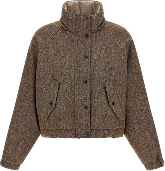 Brunello Cucinelli Donegal Tweed Down Jacket - brown
