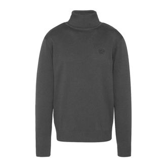 Schott NYC Col roul&eacute; en coton avec logo brod&eacute; - Homme - Pulls - Gris - Taille: S