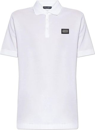 Dolce & Gabbana Homme, Tops, Blanc, Taille: M Polo avec application de logo