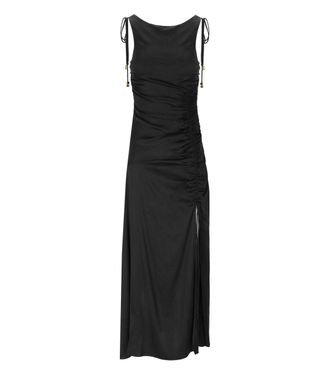 Ganni ROBE LONGUE EN SATIN NOIRE GANNI
