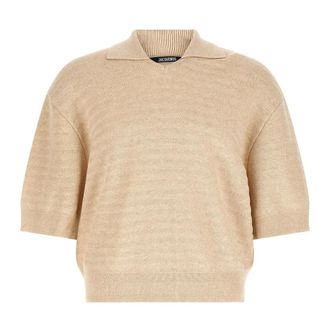 Jacquemus Homme, Tops, Beige, Taille: M Le Polo Maille Chevron