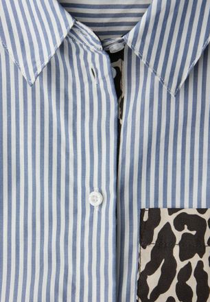 Street One Langarmbluse Hemdbluse mit Leo-Details - Regular Fit
