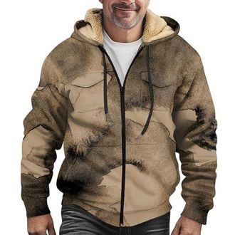 Generic Sweat &agrave; capuche en polaire avec fermeture &eacute;clair int&eacute;grale pour homme - Doublure chaude - Veste &agrave; capuche douce dhiver d&eacute;contract&eacute;e avec cordon de ser