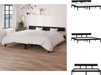 vidaXL Massivholzbett Schwarz Kiefer 180x200 cm - Holzbett - Doppelbett - Kiefer Massiv - Schwarzes Bett - Bett Mit Kopfteil