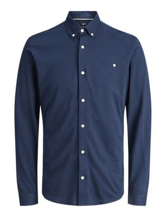 Jack & Jones Jprblublake Pique Detail L/S T-Shirt, Naval Academy, XL Hommes
