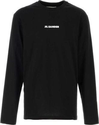 Jil Sander Homme, Tops, Noir, Taille: XL Logo T-Shirt CN LS