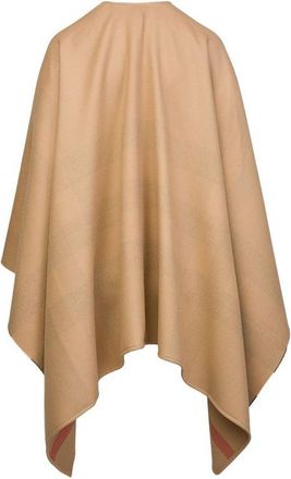 Burberry Reversible Check Merino Wool Cape - Camel