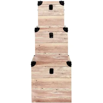 Altobuy Sama - Lot de 3 Malles Cubes Aspect Bois Ros&eacute;