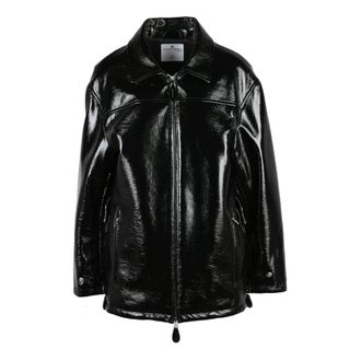 Courr&egrave;ges Vinyl Rei&szlig;verschluss Bomberjacke - - Jackets - Damen - Schwarzk - S