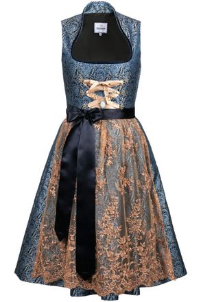Edelnice Trachtenmode Exklusives Designer Midi Stehkragen Dirndl Estelle inkl. Spitzendirndlschürze und Charivari Gr. 32-54 (40)