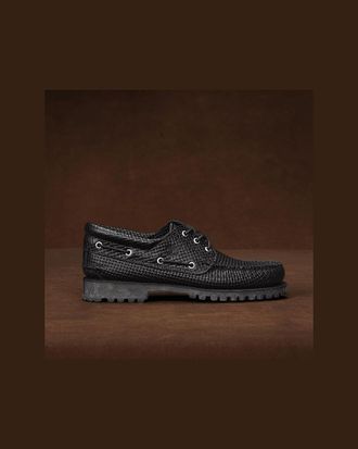 Timberland Handgenähter Timberland Authentic 3-Eye Lug Bootsschuh für Herren in Schwarz, Herren, Schwarz, Größe