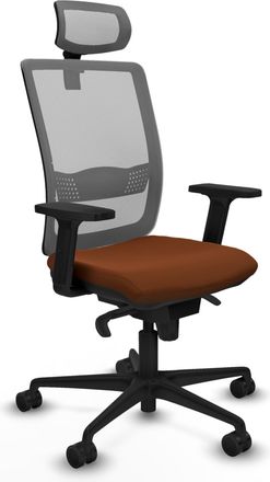 Piqueras y Crespo Haches Schreibtischstuhl mit 2D-Armlehnen, h&ouml;henverstellbare Lendenwirbelst&uuml;tze und h&ouml;henverstellbares Kopfteil, Grau/Braun
