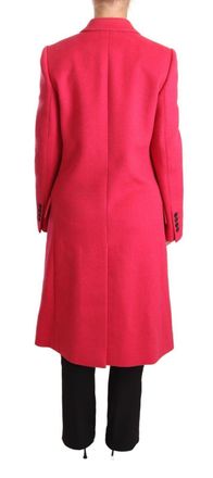 Dolce & Gabbana Womens Pink Double Breasted Trenchcoat Jacket Virgin Wool Clothing