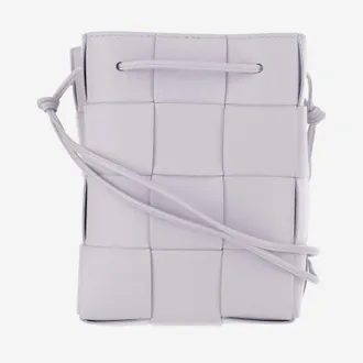 Bottega Veneta Womens Small Cassette Bucket Shoulder Bag Lilac Lambskin Satchels & Cross Body