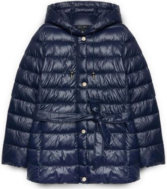 Fiorella Rubino Femme, Vestes, Bleu, Taille: 50 FR Doudoune matelass&eacute;e avec ceinture &agrave; nouer