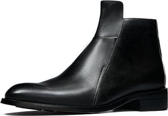 Generic Bottes Chelsea pour Hommes en Cuir Pleine Fleur avec Fermeture &eacute;clair lat&eacute;rale | Bottes habill&eacute;es &agrave; Semelle rembourr&eacute;e pour Affaires et Tenue d&eacute;contra