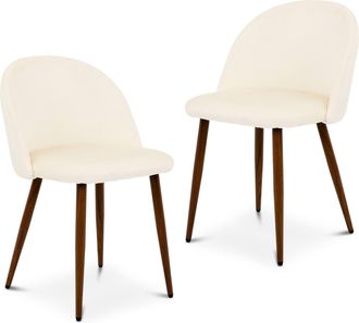 IDIMEX Esszimmerst&uuml;hle Navia 2er Set, Cremewei&szlig; - St&uuml;hle mit Veloursstoff und gepolsterter Sitzfl&auml;che, Stuhl mit stabilen Metallbeinen, Esszimmerm&ouml;bel im mod