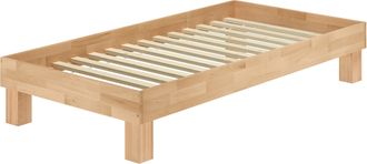 Erst-Holz Holzbett breites Einzelbett 100x200 Buche geölt Futonbett mit wählbarem Zubehör V-60.87-10Rollrost inkl