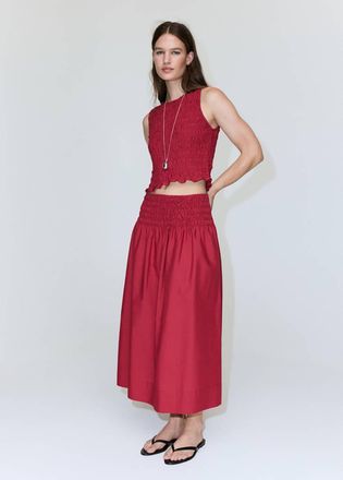 Mango Lyocell-Rock mit gerafftem Bund rot - Damen - XXS - MANGO