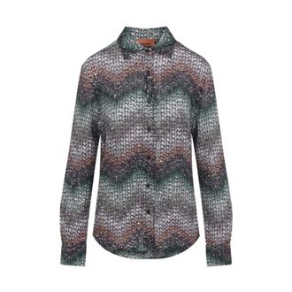 Missoni Femme, Blouses et Chemises, Multicolore, Taille: 40 FR Chemise &agrave; Sequins en Tricot Zigzag