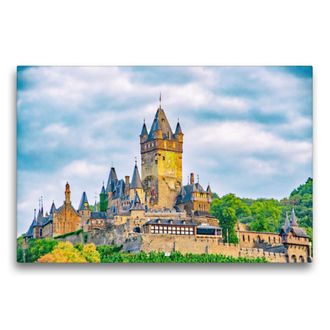 Calvendo Premium Textil-Leinwand 75 x 50 cm Quer-Format Reichsburg Cochem | Wandbild, HD-Bild auf Keilrahmen, Fertigbild auf hochwertigem Vlies, Leinwanddruck 