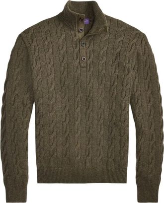 Ralph Lauren Purple Label pull en maille torsadée à col montant - Marron