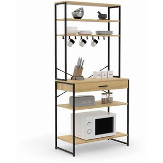 IDMarket Idmarket - K&uuml;chenregal 80 cm detroit mit Schublade und Haken Industriedesign