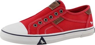 Mustang Jeans Slip-On Sneaker MUSTANG SHOES Ignazio, Herren, Gr. 43, rot, Baumwolle, Schuhe, Slipper, Freizeitschuh, Halbschuh mit Logo-Aufn&auml;hern