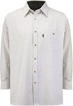 Walker and Hawkes Chemise pour Homme - 100% Coton - Manches Longues/à Carreaux - Style Campagne - Vert - 2XL (48)
