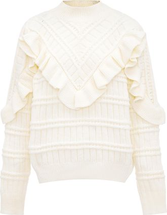 Faina Pullover Damen Wollwei&szlig;