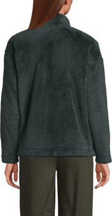 Lands End Plüschfleece-Pullover, Damen, Größe:36-38 regular, Grün, Polyester, by Lands End