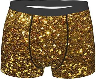 AOOEDM Caleçon pour Homme à Paillettes dorées, sous-vêtement Doux imprimé pour Homme, Coffre Court Respirant et Confortable
