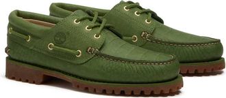 Timberland Authentic - Bootsschuhe aus Vollnarbenleder in Mittelgr&uuml;n mit 3 &Ouml;sen