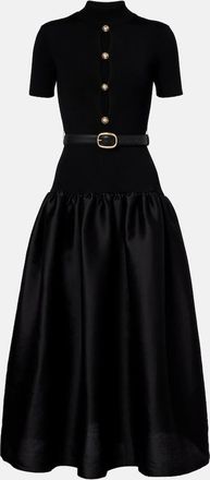 Self Portrait Midikleid aus Strick und Taft