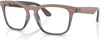 Ray-Ban Steve Optics Beige Auf Dunkelblau Transparent Fassung Klar Glas Polarisiert 54-18